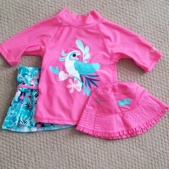 Uv Skinz | Swim | Uv Skinz Rash Guard Swim Bottoms And Hat Bundle Girls 4t Nwot Upf 5 | Poshmark